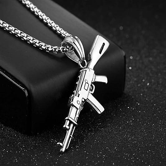 Fashion Men's Jewelry Hip Hop Titanium Stainless Steel Ak-47 Gun ...