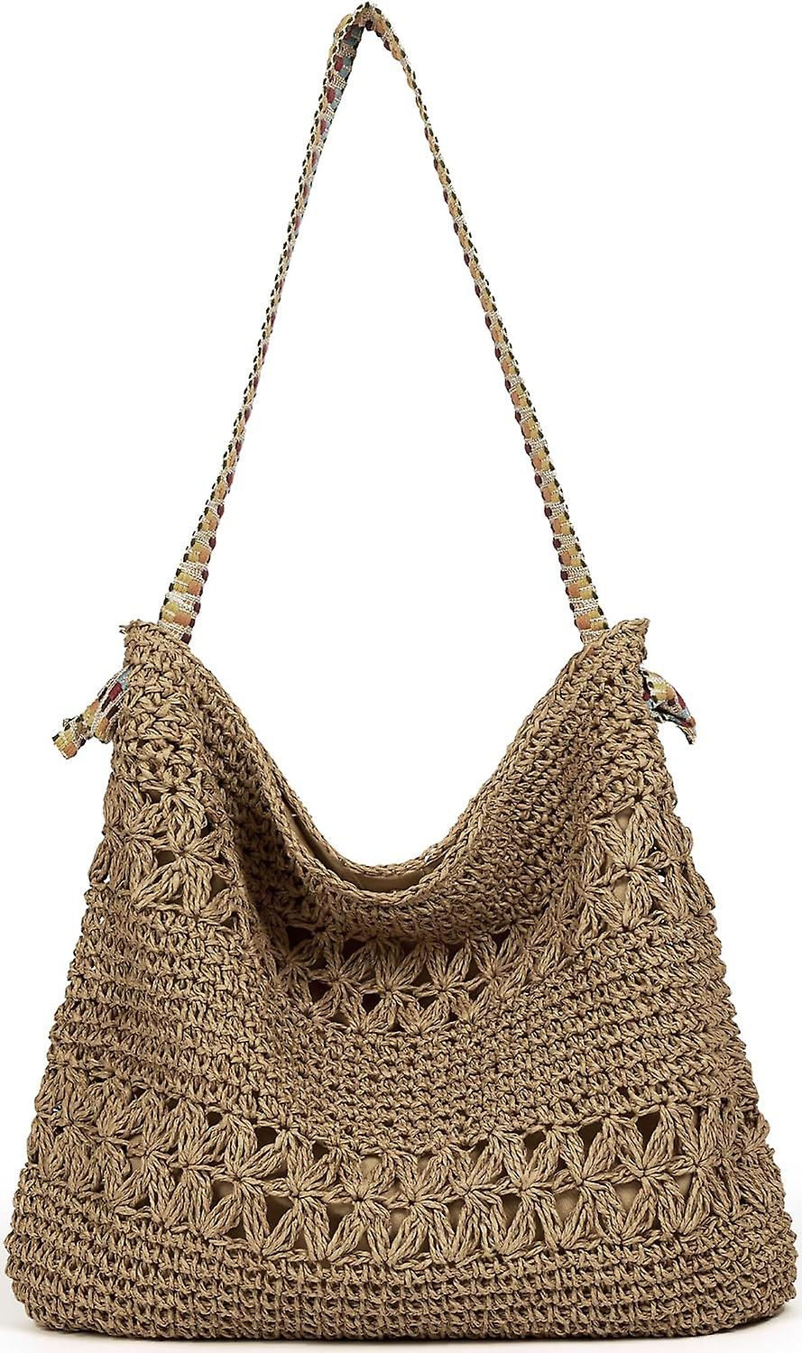 Raffia Bag Cute Straw Summer Beach Tote Crossbody Bags for Women Wicker ...