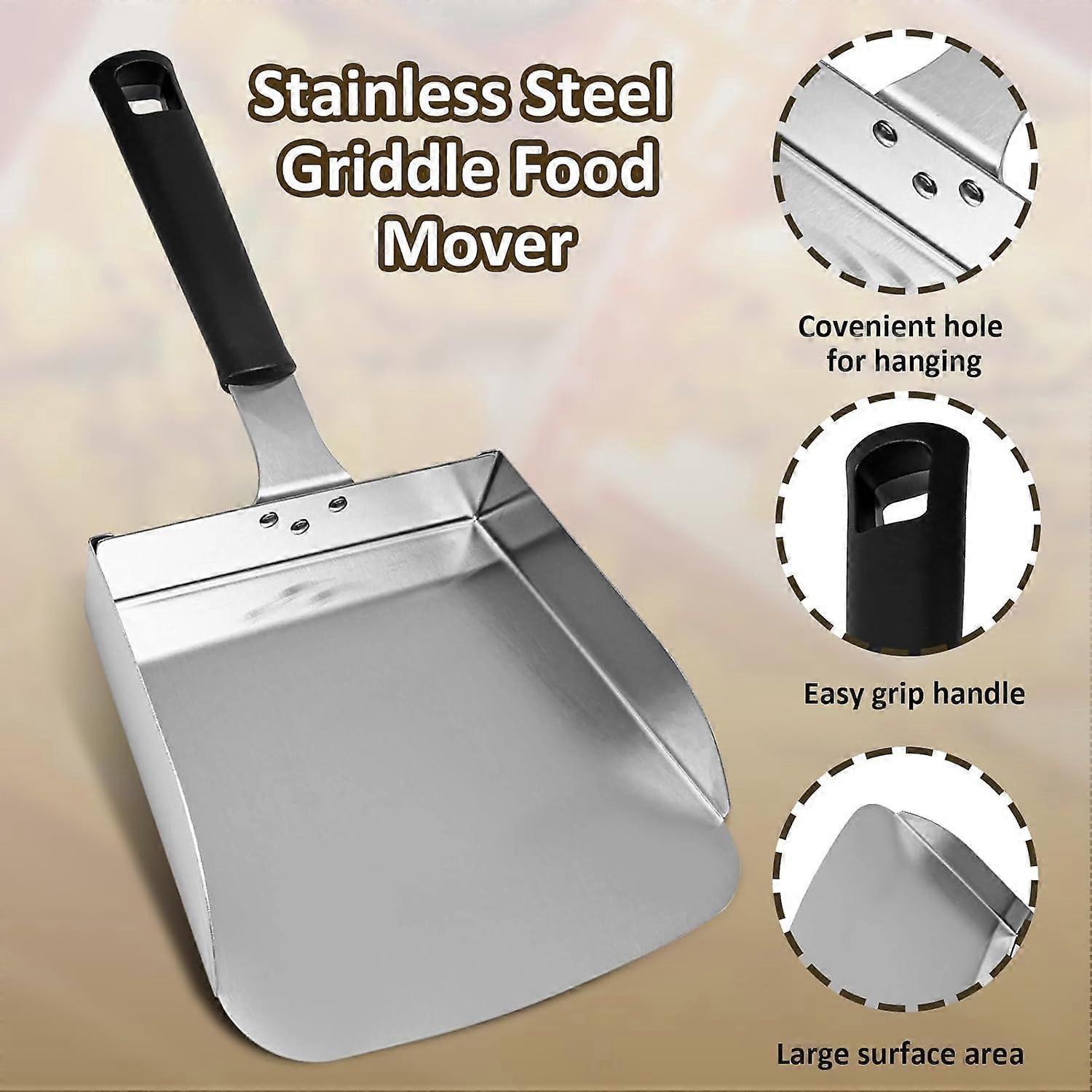 Stainless Steel Griddle Food Mover, Large Griddle Scoop Smash Burger ...