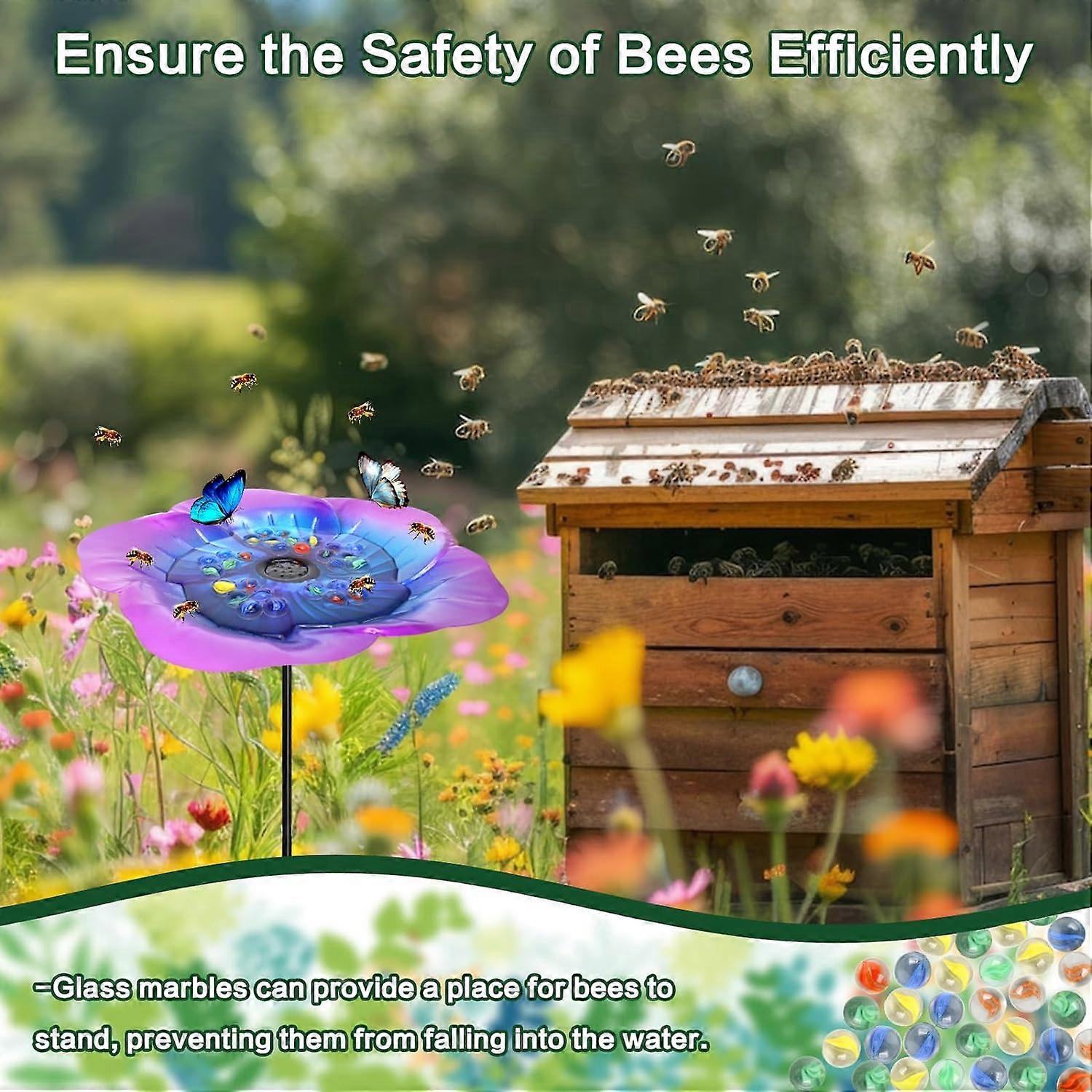 Bee Cups for Thirsty Bees garden, Bee Insect Drinking Cups with 30 Glass Marbles, Bee Feeder ...