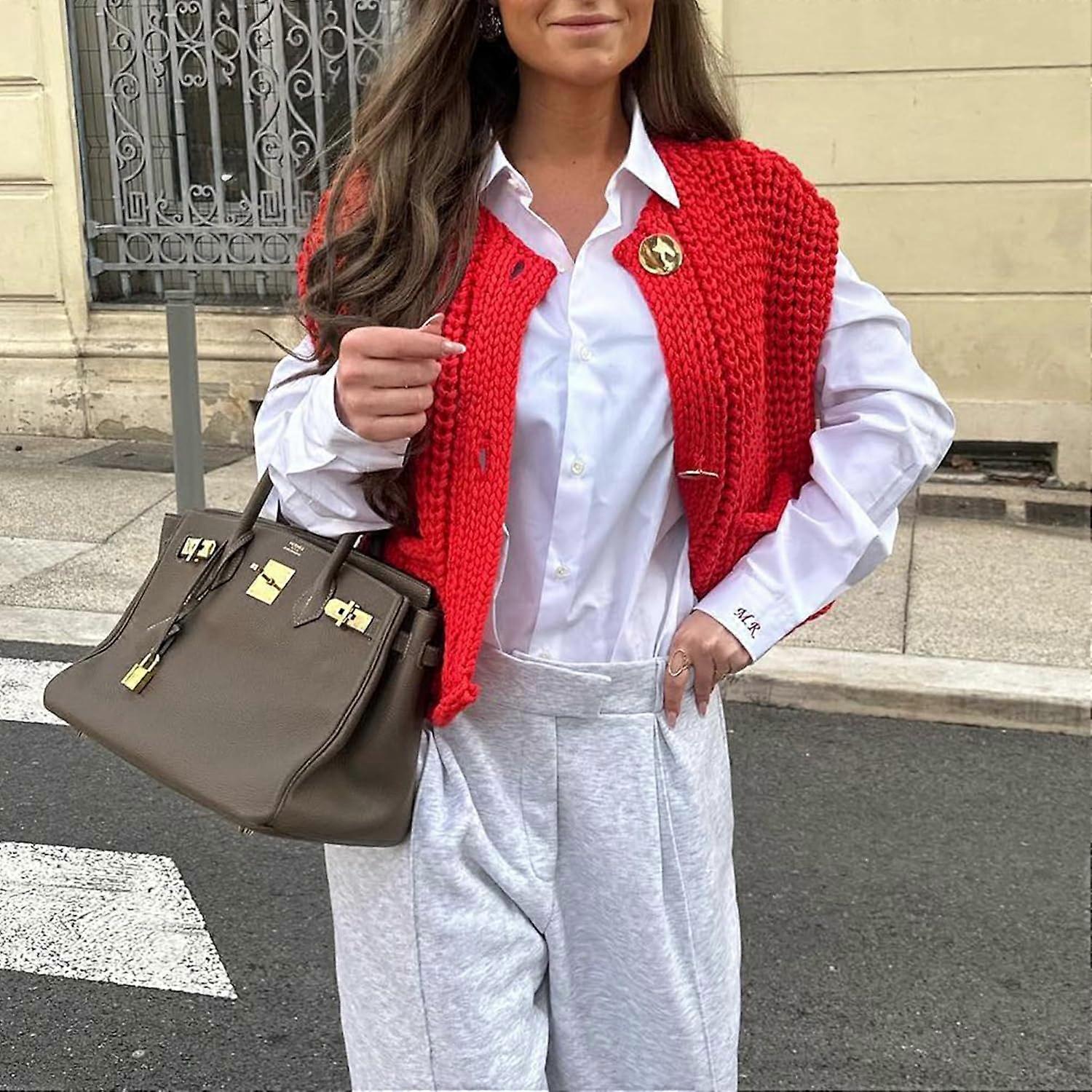 Womens Crochet Chunky Knit Top Sleeveless Button Down Crop Tops Trendy ...