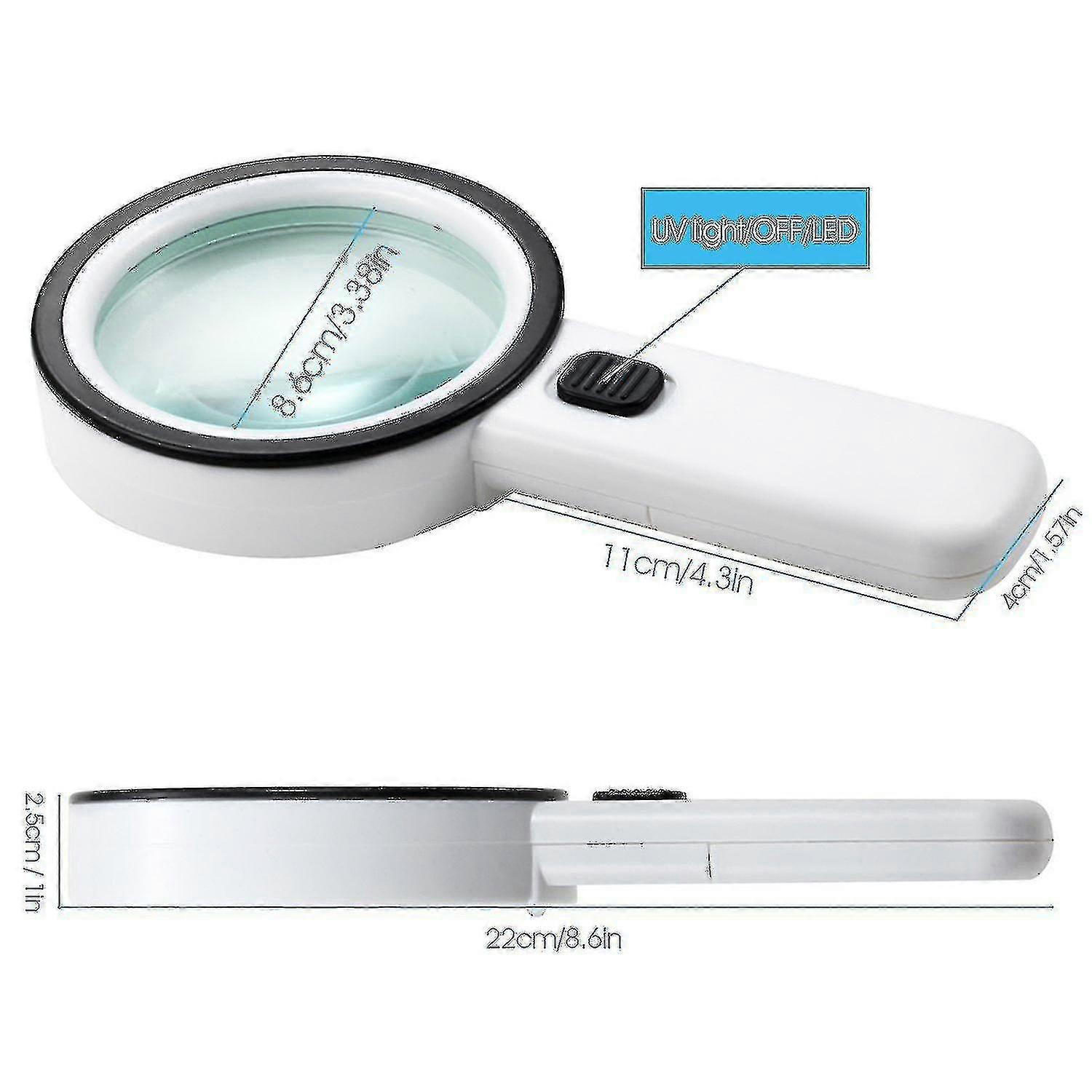 Extra Large Handheld Strong Magnifying Glass With 12 Led And Uv Light ...