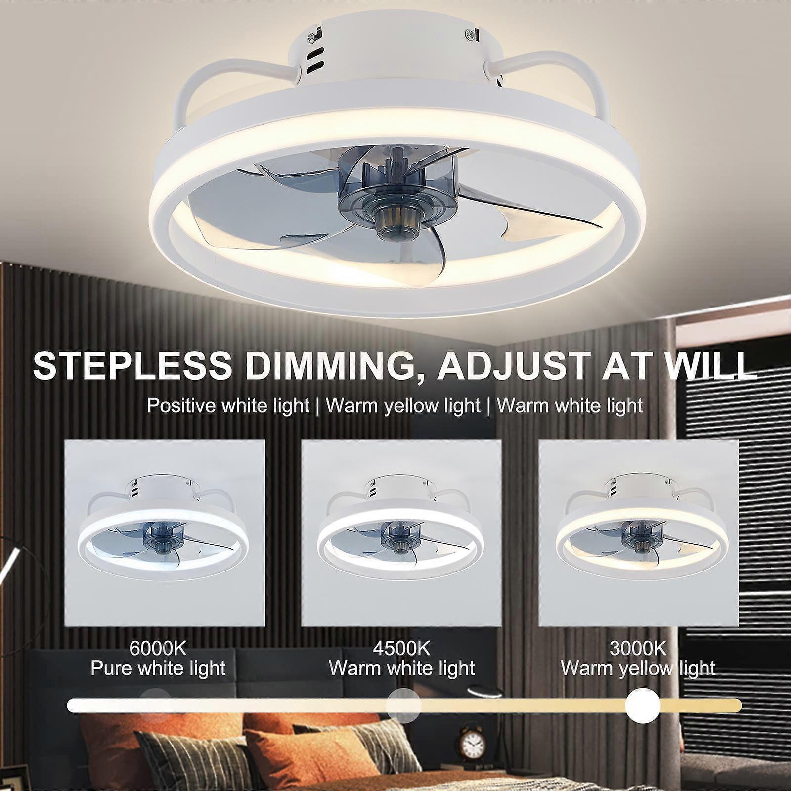 White Glowing Ceiling Fan: Glowing Remote Control Bladeless Modern ...