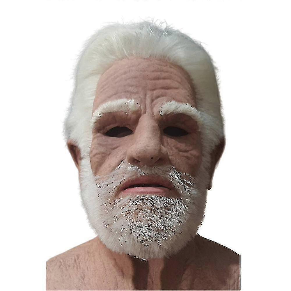 Realistic Old Man Face Cover Latex Mask Halloween Carnival Wrinkly Old ...
