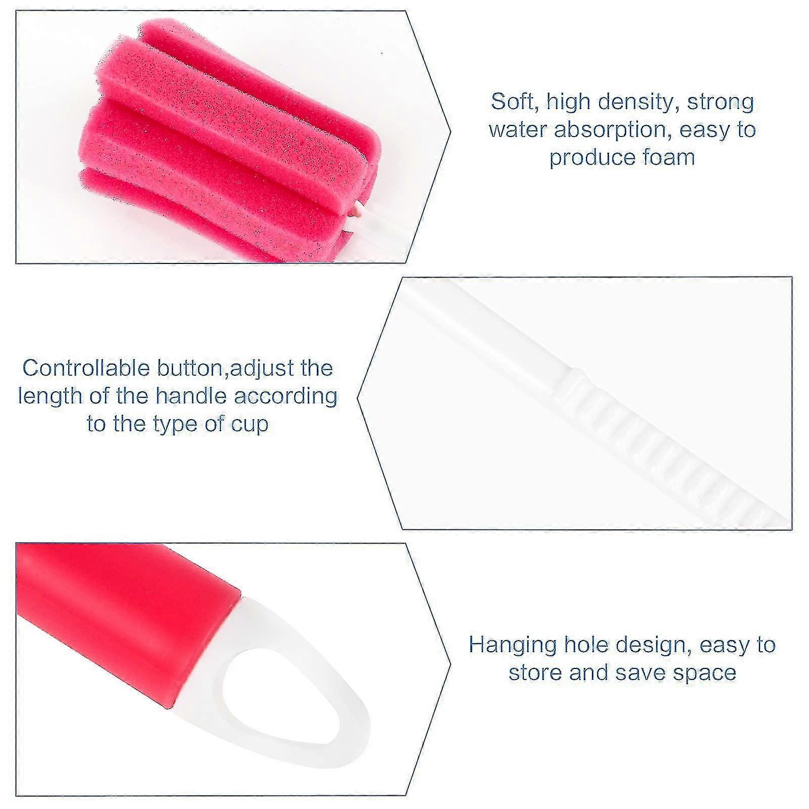 6 Pcs Sponge Bottle Brushes Adjustable Bottle Sponge Cleaning Brush ...
