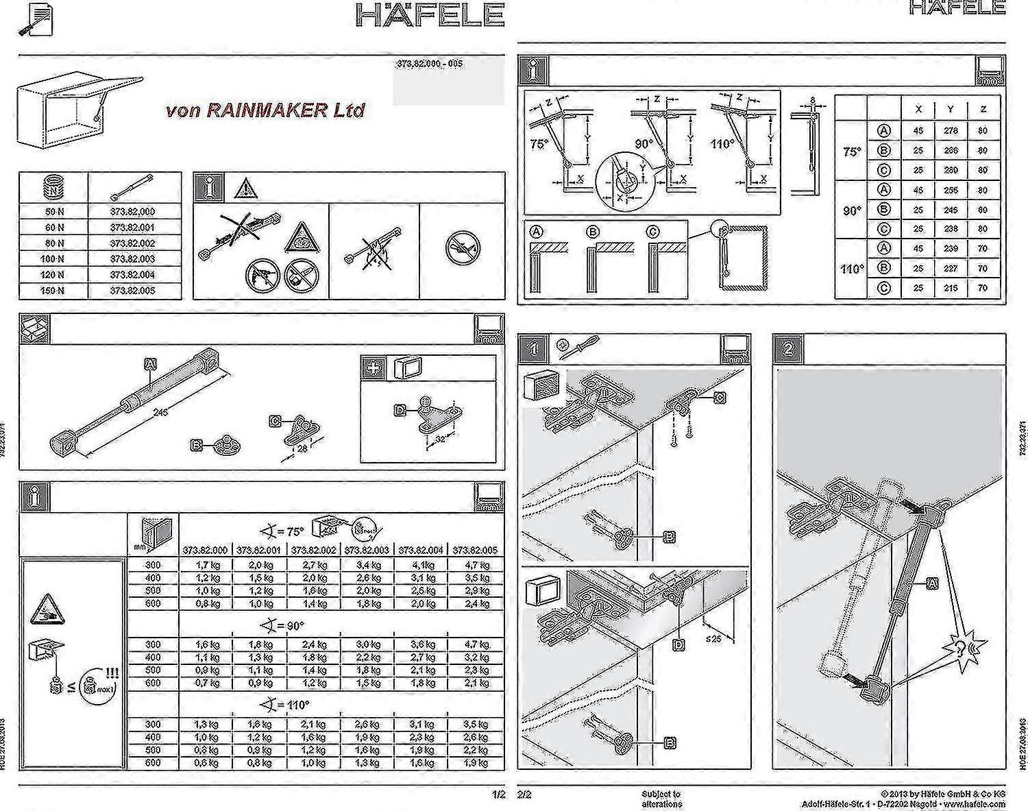 Hafele 60n Hydraulic Spring Gas Strut - Shock Absorbers For Kitchen ...