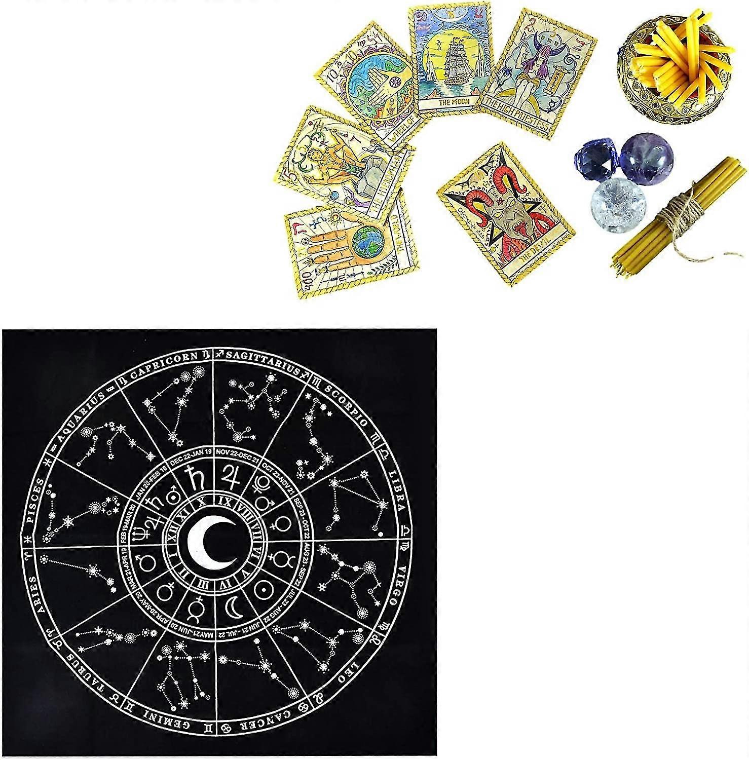 2pcs Tarot Tablecloth, Tarot Cloth, Pentacle Tarot Table Cloth Black ...
