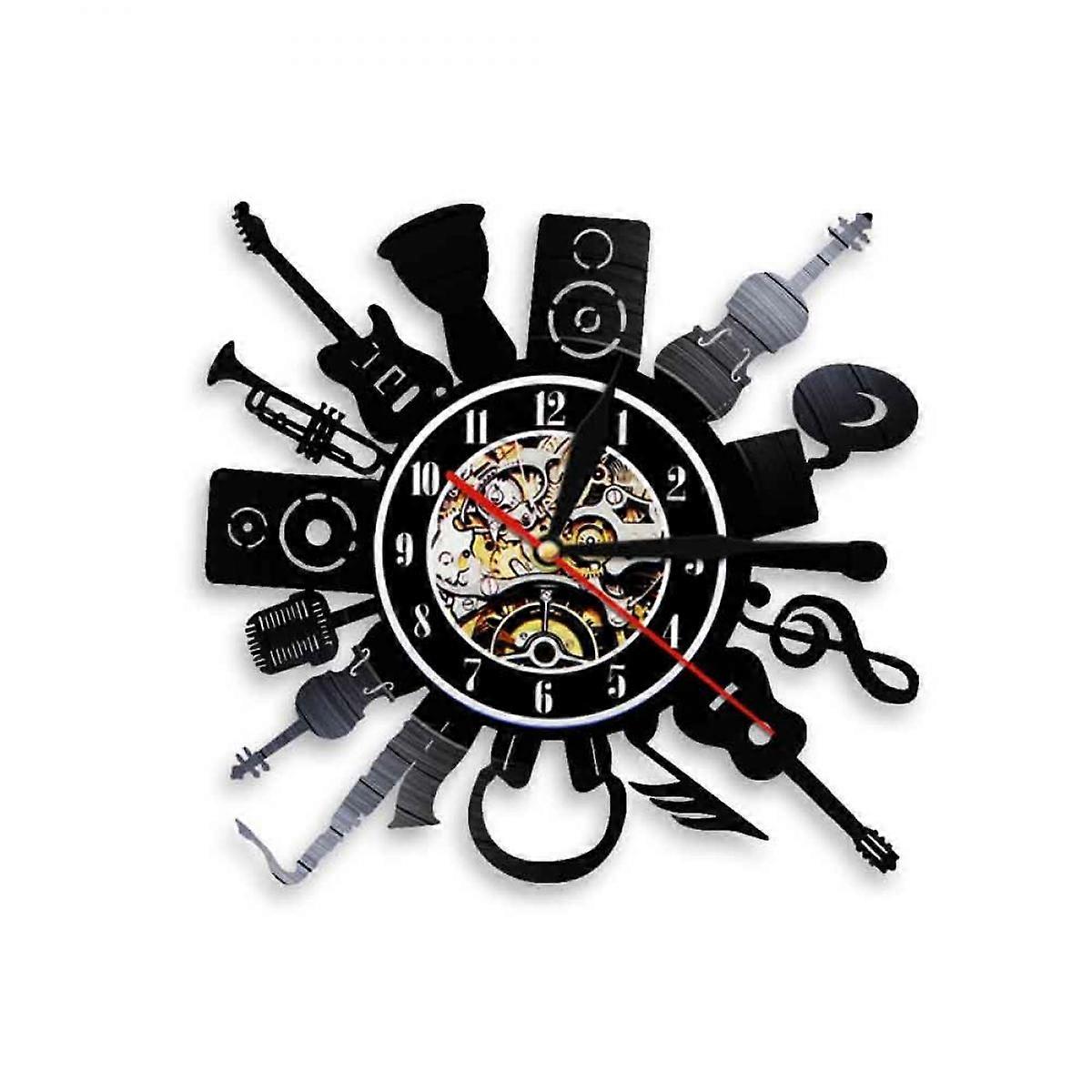 Music Vinyl Record Wall Clock - Instrument Combination Vinyl Records ...