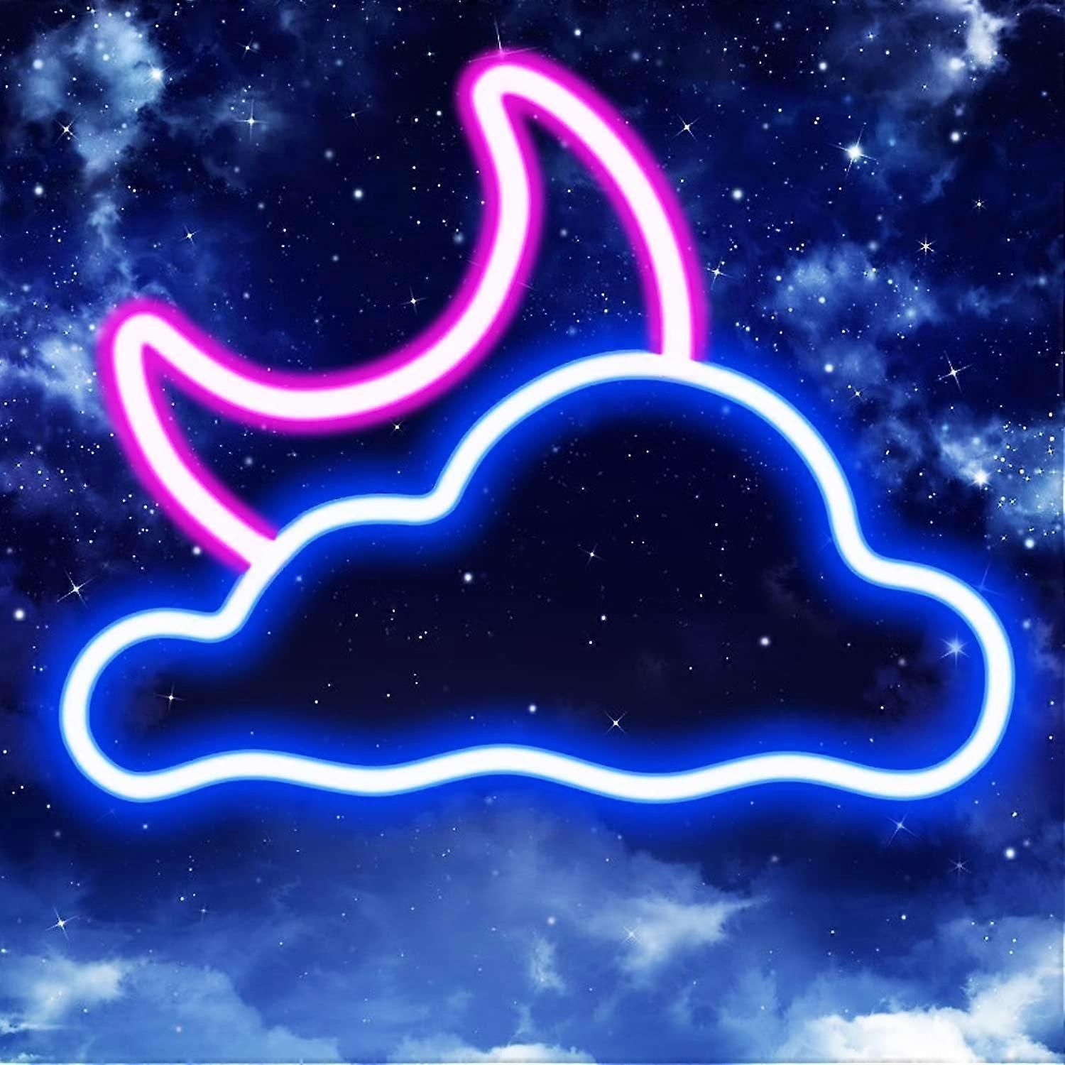 Neon Sign, Cloud And Moon Led Neon Light, Neon Lights Sign Compatible ...