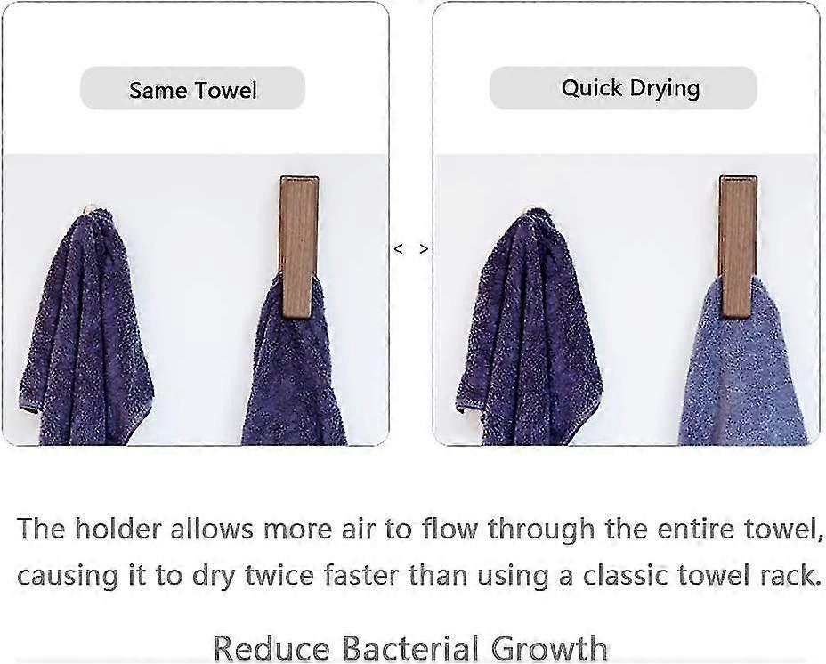Modern Wooden Towel Holders -set Of 2 Self Adhesive Towel Hook Wood ...