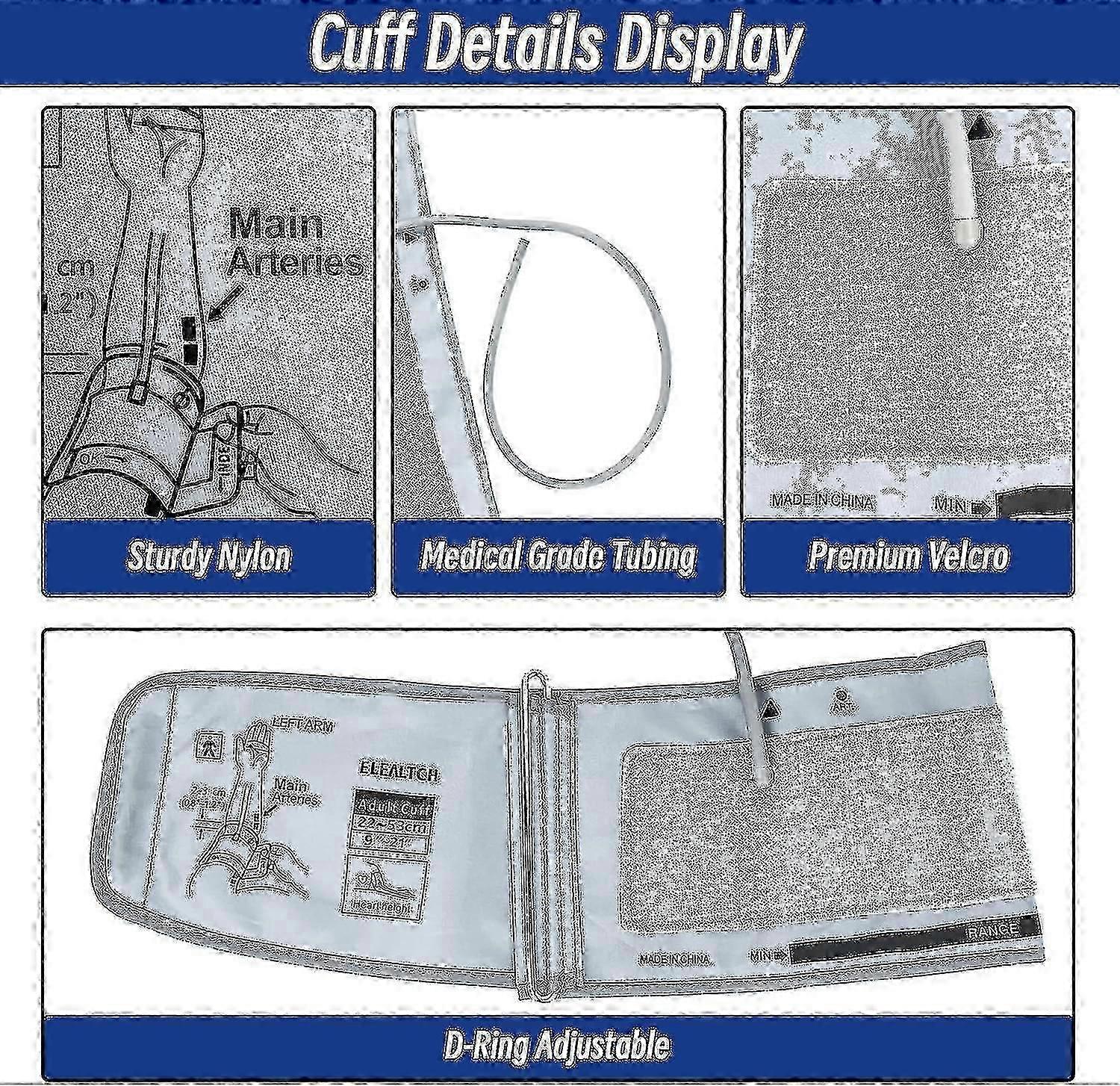 XL Blood Pressure Cuff for Omron - 9"-21" (22-53cm) Replacement Arm ...