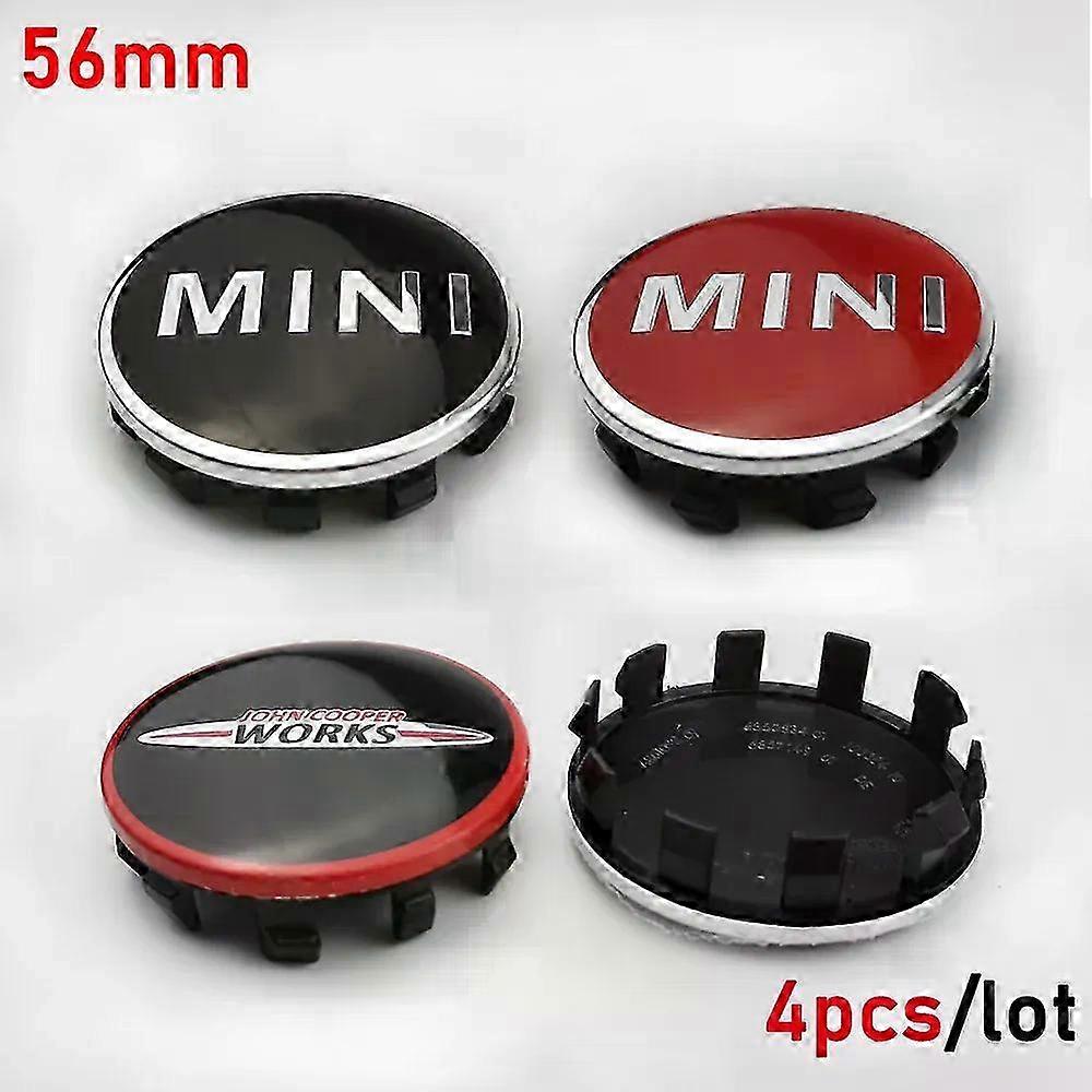 2025 4pcs 56mm Black Red Auto Wheel Center Cap Logo Hub Covers Badge ...