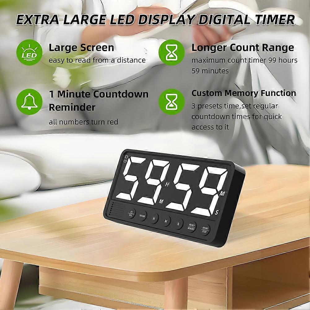 Extra-Large Display Digital Kitchen Timer with 7.4" LED Screen,Magnetic ...