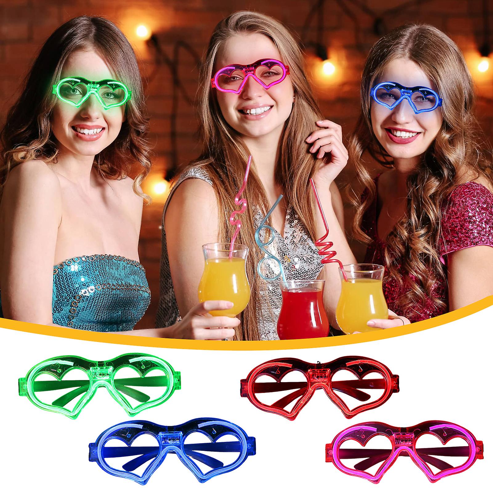 Luminous Glasses Eye-catching Heart-Shaped LED Glasses 3 Modes Glowing ...