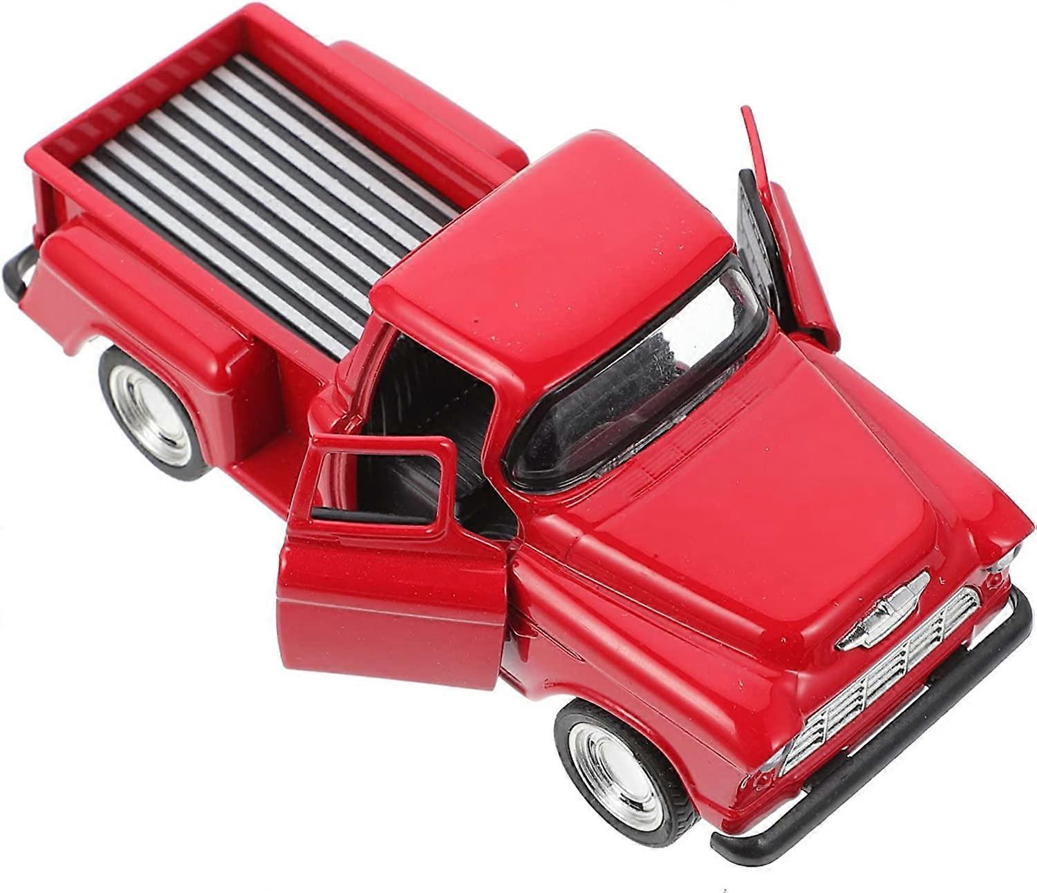 Little Red Model Car Realistic Metal Pickup Truck Tabletop Decoration ...