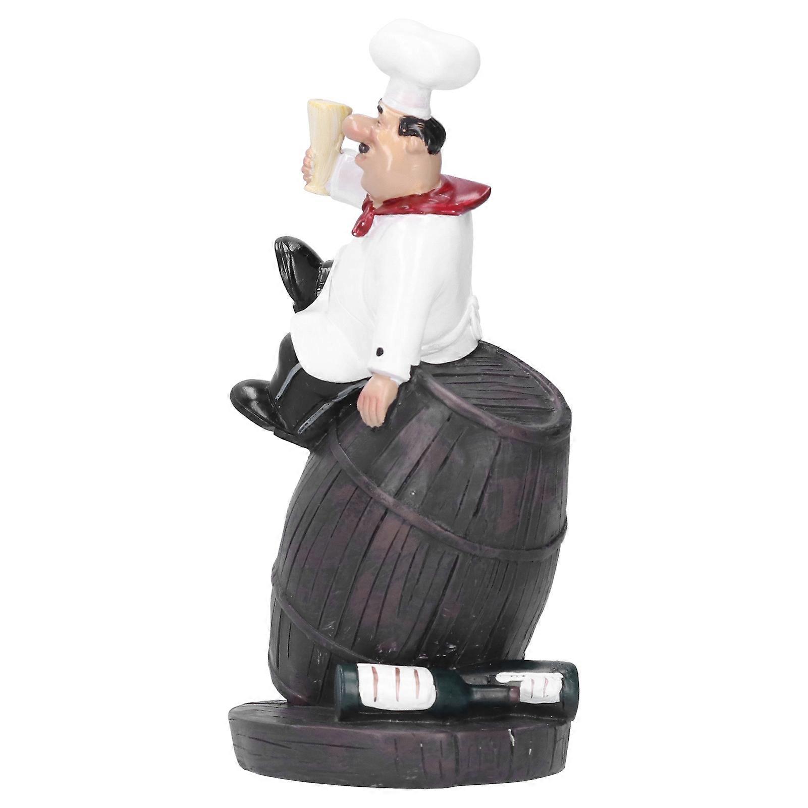 Resin Chef Statue Nordic Barrel Figurine Restaurant Tabletop Decoration ...
