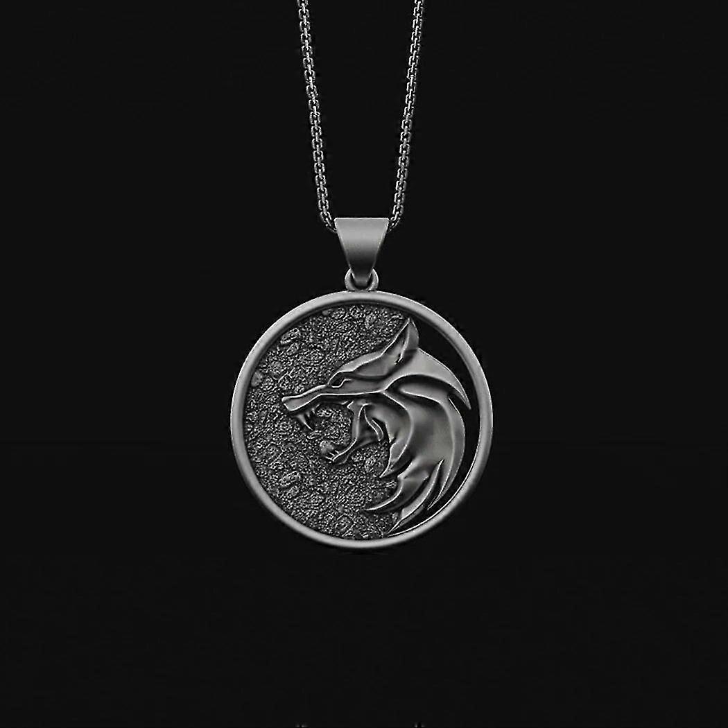 Witcher Geralt of Rivia Medallion White Wolf Necklace for Men Women ...