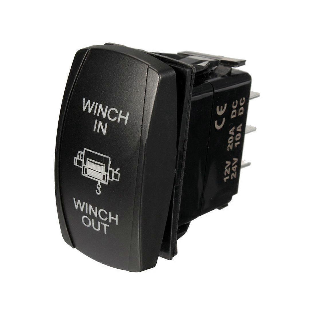 7Pin Laser Momentary Rocker Switch Winch In Winch Out 12V ON-OFF-ON LED ...