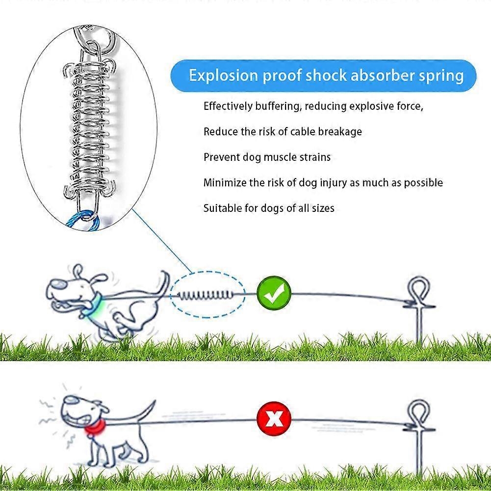 Dog Stake Tie Out Cable And Reflective Stake, Yard And Camping Spiral ...