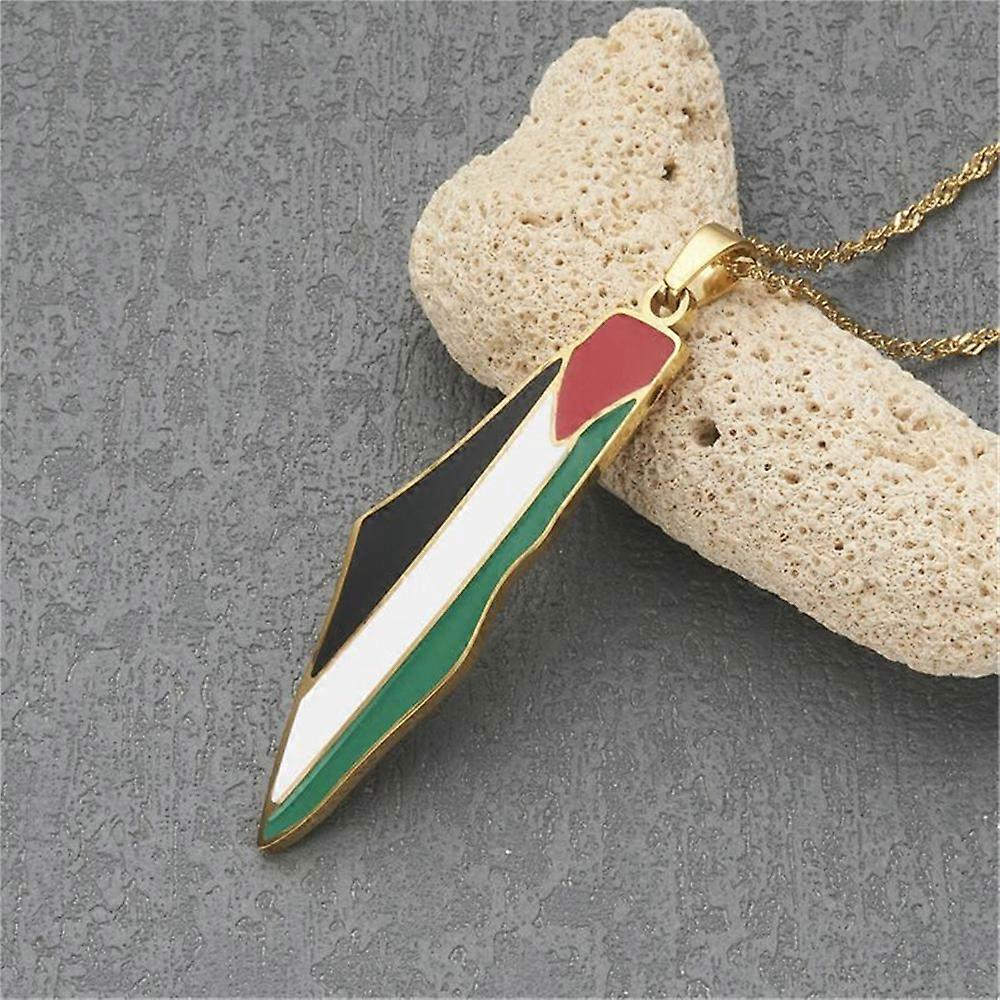 Palestinian Flag Series Stainless Steel Pendant Chain Necklace For ...