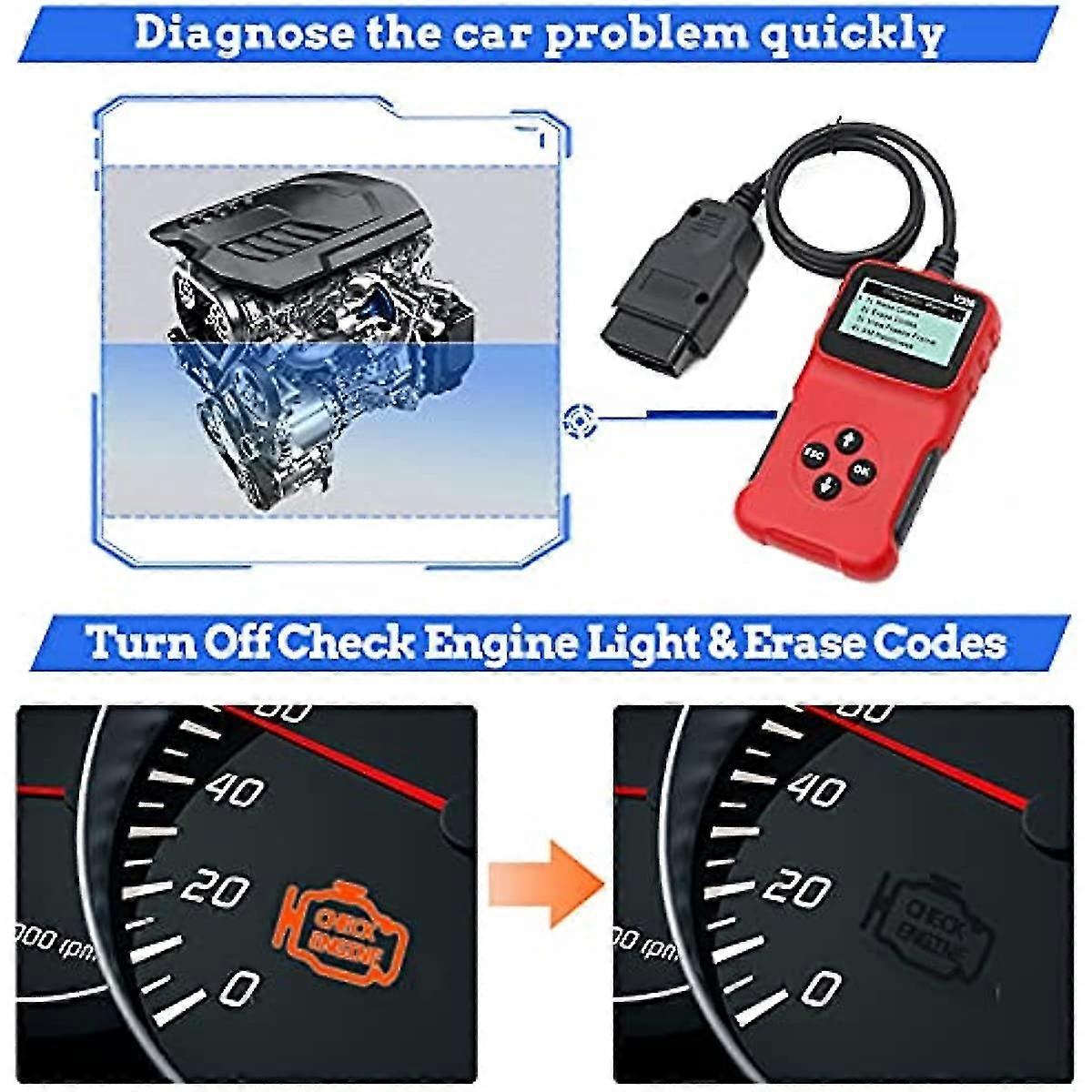 Car Obd2 Scanner Universal Wired Auto Engine Fault Code Reader Can ...