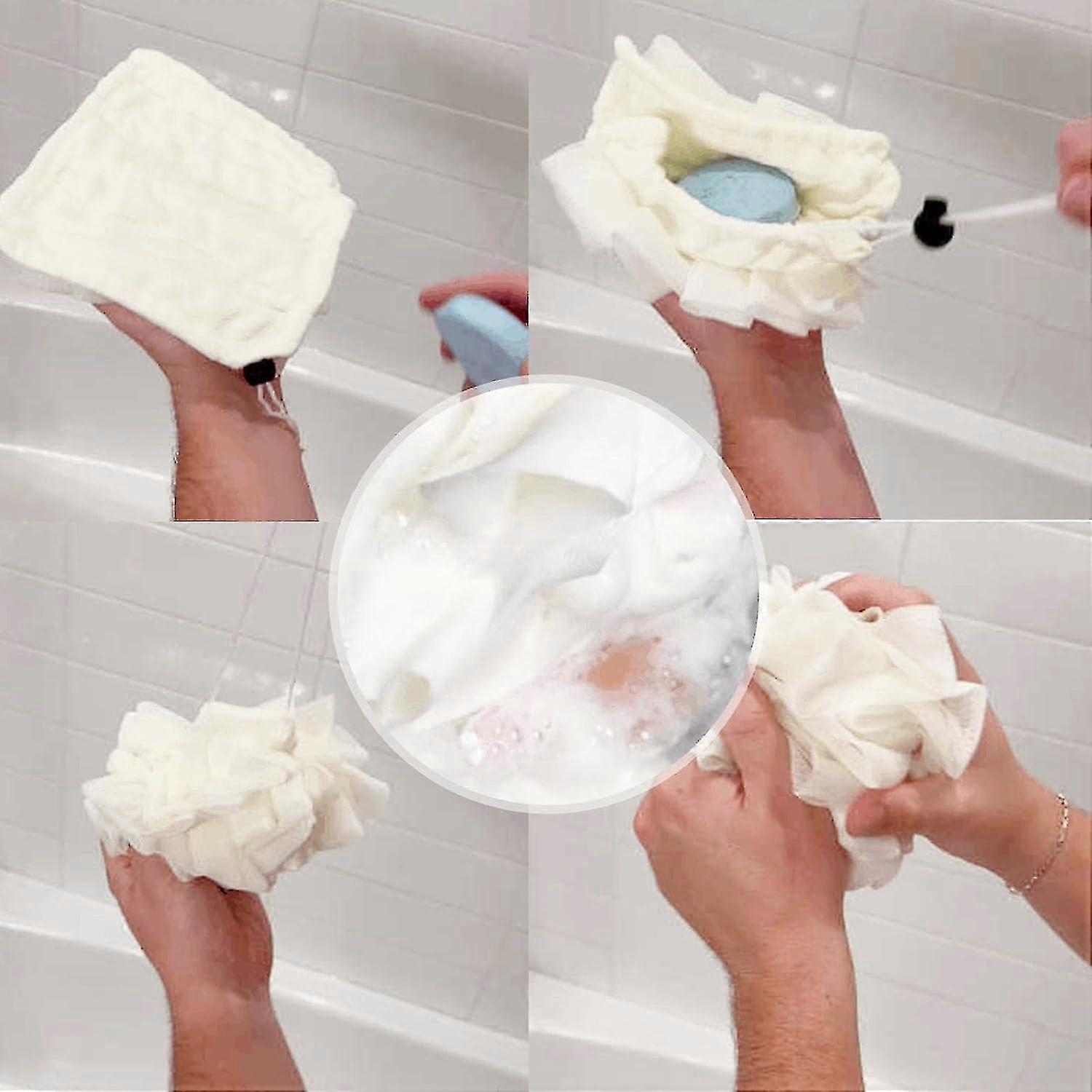 2-in-1 Bath Soap Sponge Body Shower Mesh Pouf Bath Spong Exfoliating ...