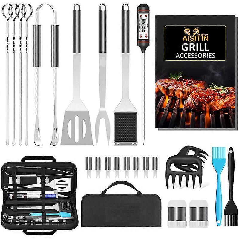 BBQ Utensils 25 Piece Set Stainless Steel Oxford Bag BBQ Tool Set ...