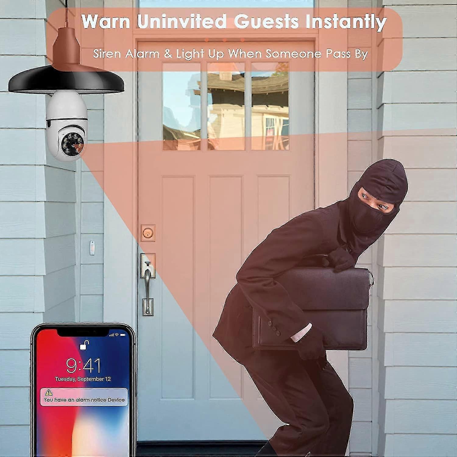 2pcs 360 Degree Security Cameras Wireless Outdoor, Wifi Light Bulb ...