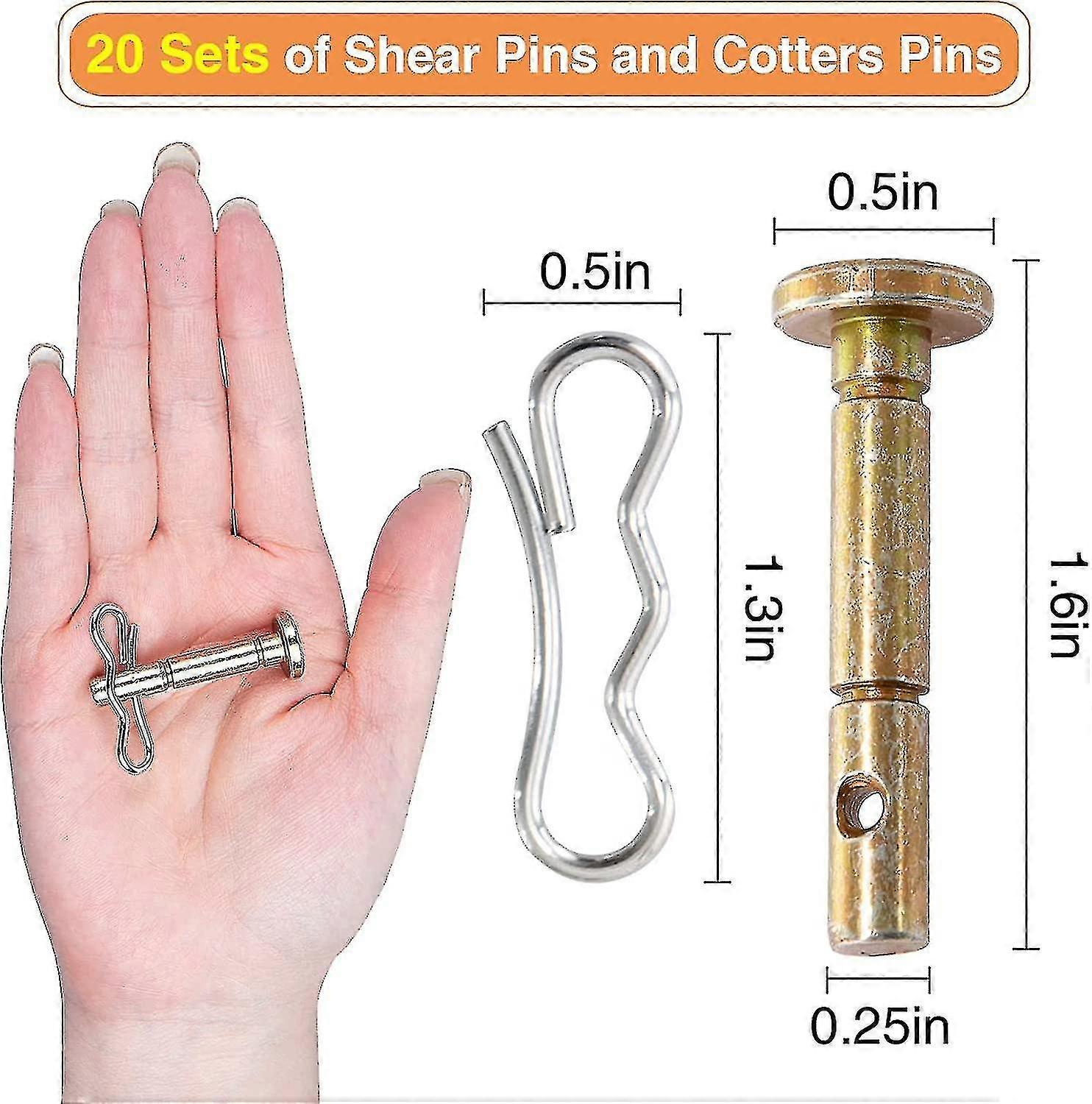 20 Pcs Shear Pins + 20 Pcs Cotter Pins For Snowblower- 738-04124 And ...