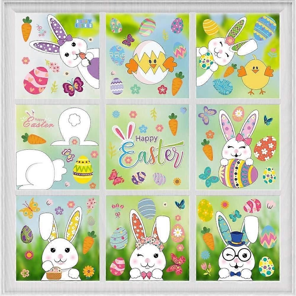 Easter Window Stickers, Easter Egg Stickers, Easter Bunny Decal, 9 Pcs ...