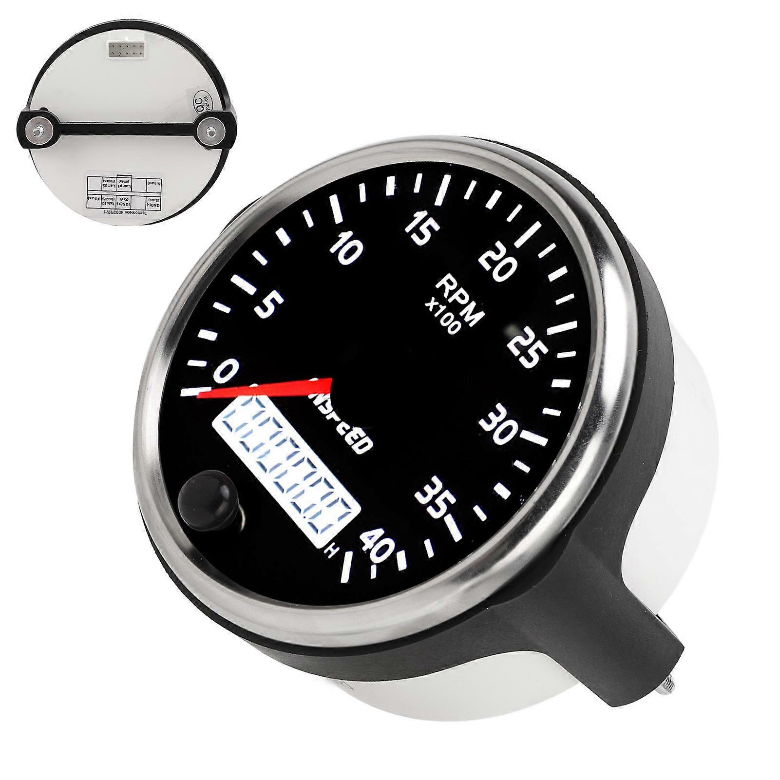 Tachometer 85mm/3.35in 0?4000 RPM IP67 Waterproof White Amber Backlight ...