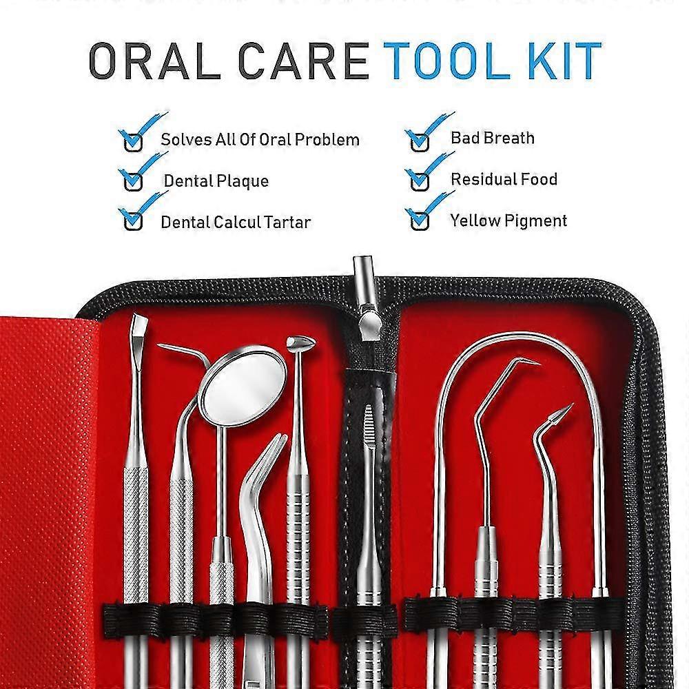 Dental Tools,9 Pack Dental Pick Oral Care Kit, Stainless Steel Dental ...