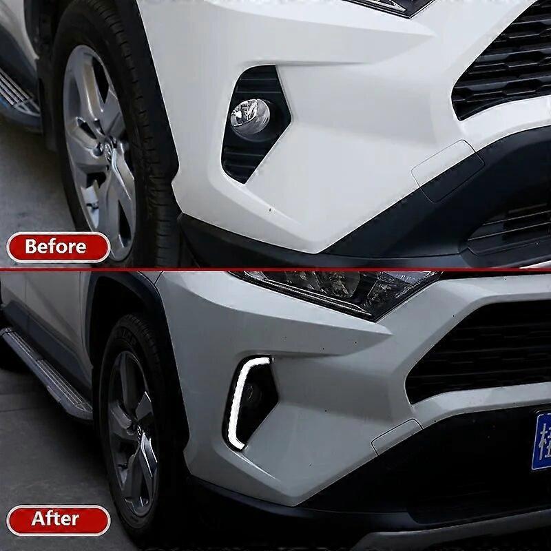 DRL For Toyota RAV4 2019 2020 2021 2022 Fog Lamp Cover Daytime Running Light DRL Daylight With ...