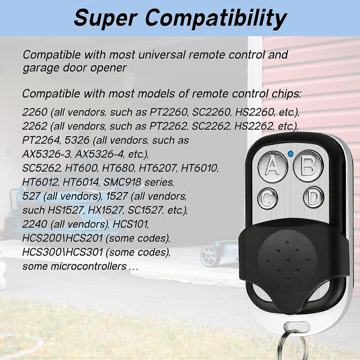 1Pcs Universal Garage Door Opener Remote, 433MHz Remote Garage Door ...