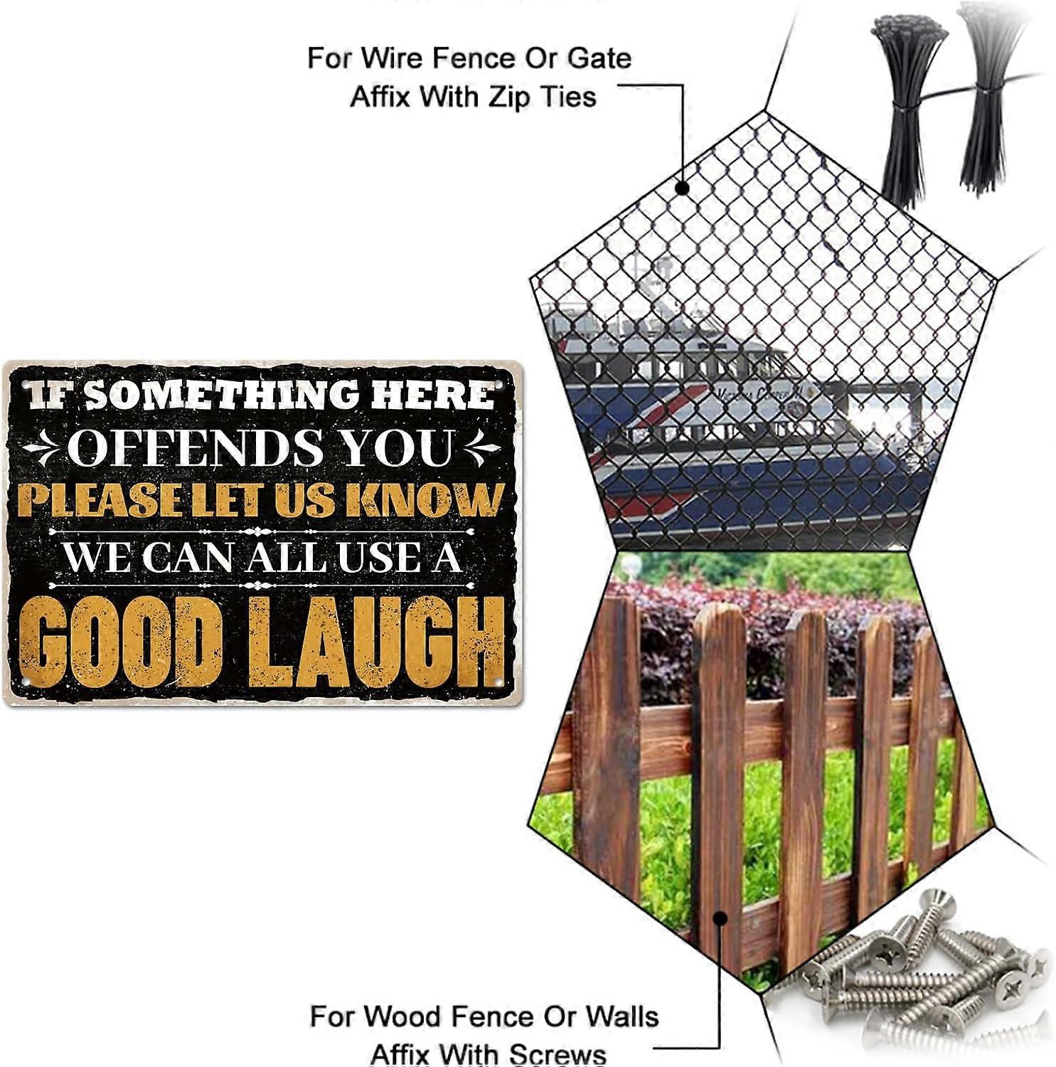 Retro Funny Tin Signs Humorous Metal Tin Sign If Something Here Offends ...