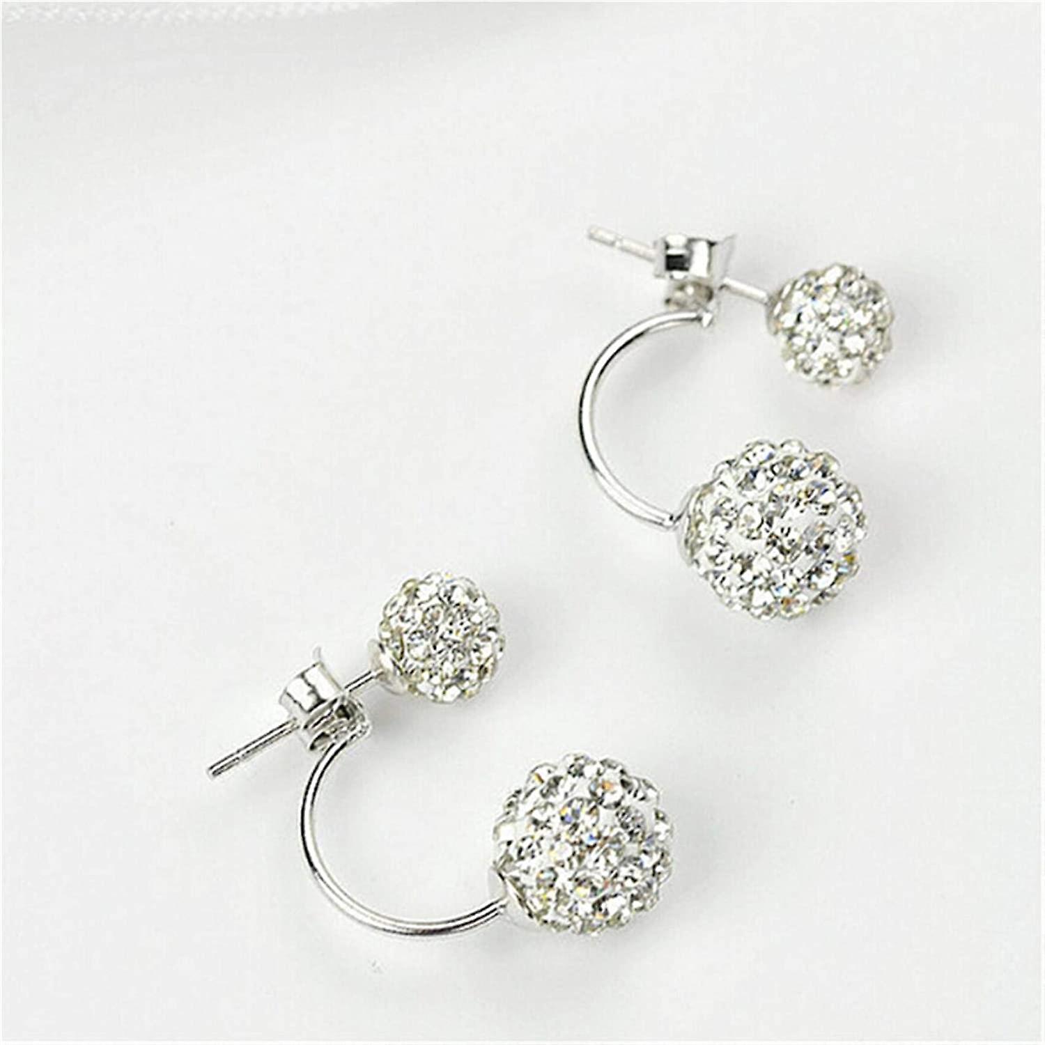 Women Diamond Earring Star Dangler Double Ball Stud Earrings Crystal ...