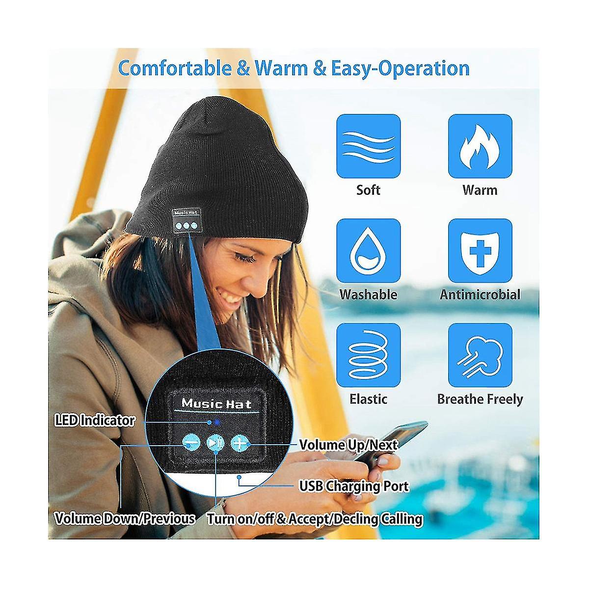 Knitted Bluetooth Earphone Cap Hat Mens Womens Outdoor Sports Wireless ...