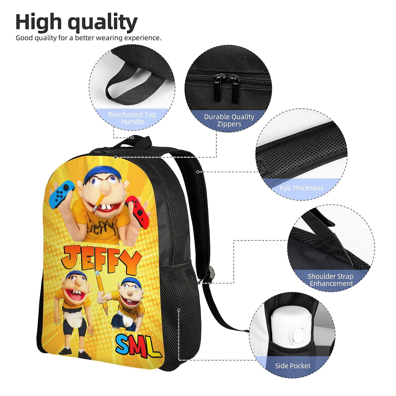 Jeffy Puppet Unisex Backpack Laptop School Bag College Student Satchel ...