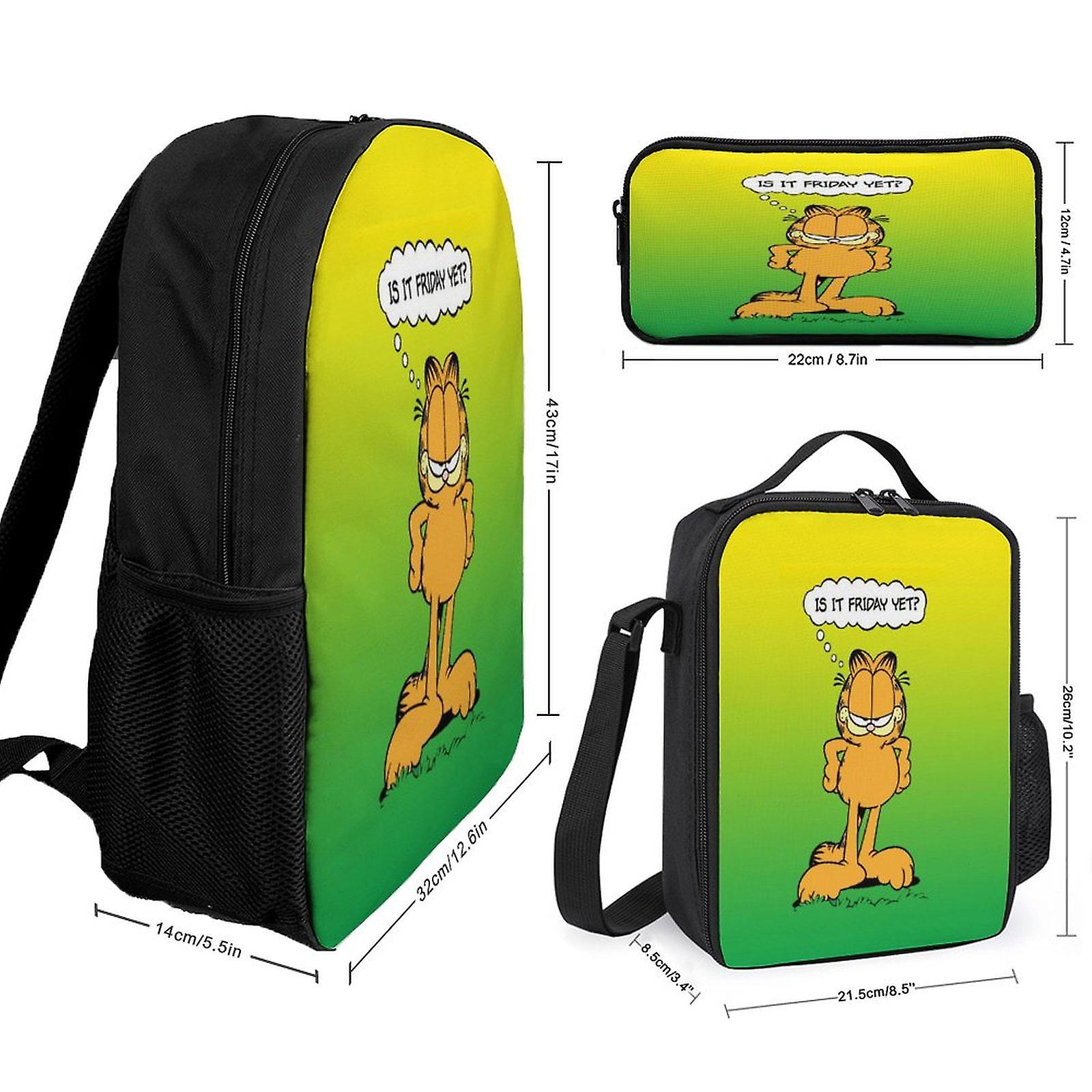 Garfield Backpack Set Cartoon Backpacks with Pencil Case & Lunch Bag ...