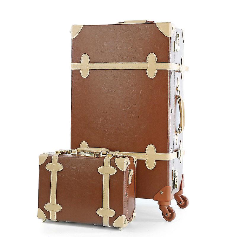 22/24 Inch Retro Pu Leather Suitcase 2pcs Female Travel Luggage Set ...