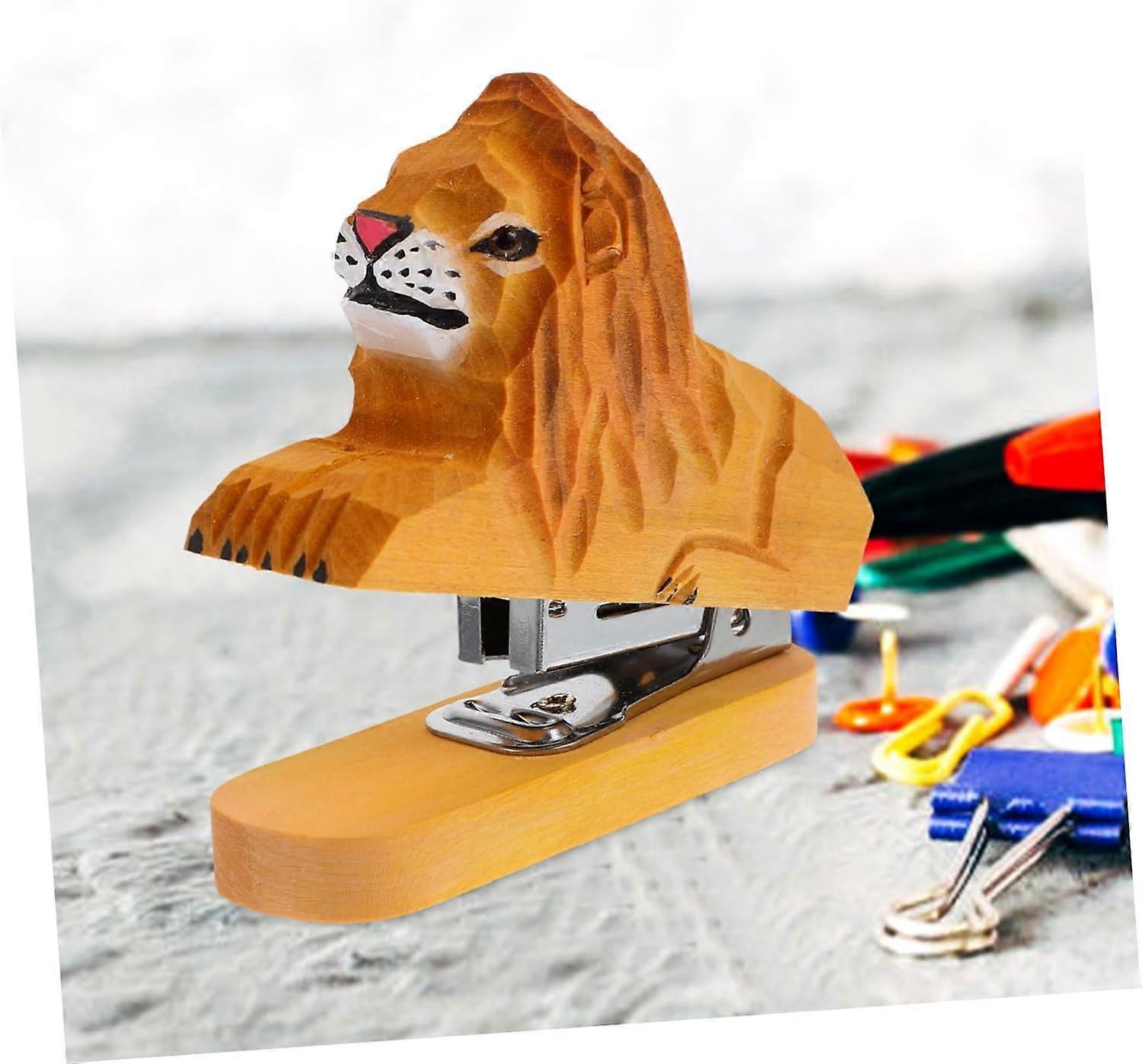 Handmade Wood Stapler Animal Decor Cute Stapler Lion Statue Stapler ...