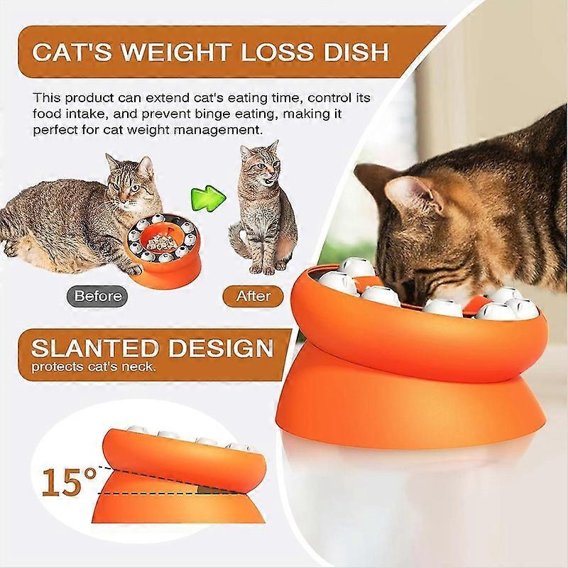 Cat Slow Feeder, Rotating Puppy Food Dispenser with Funnel, Interactive ...