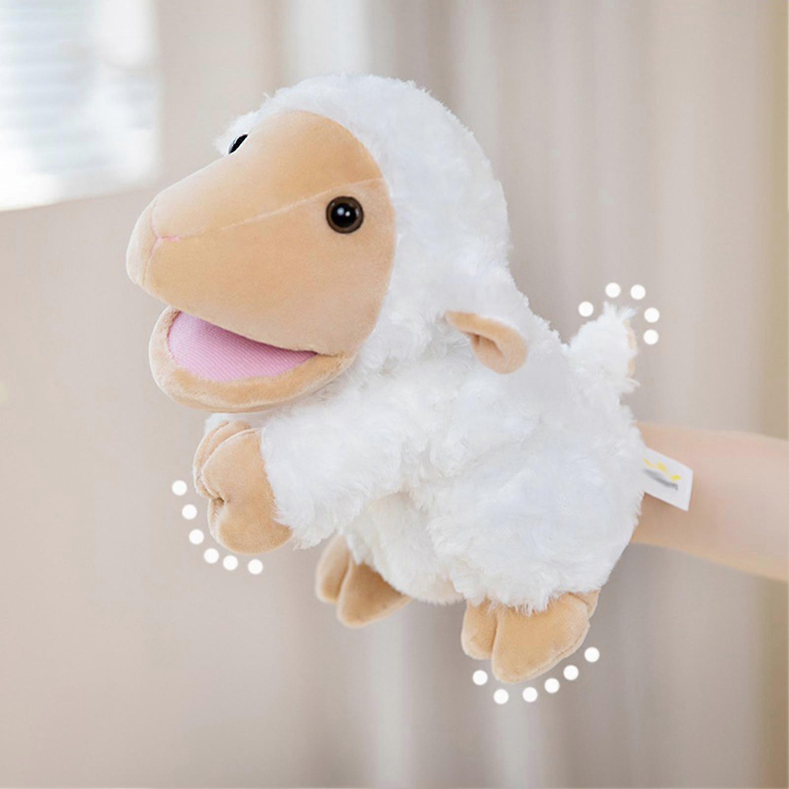 Plush Farm Animal Hand Puppet Toy Movable Mouth Dog Duck Horse Cow ...