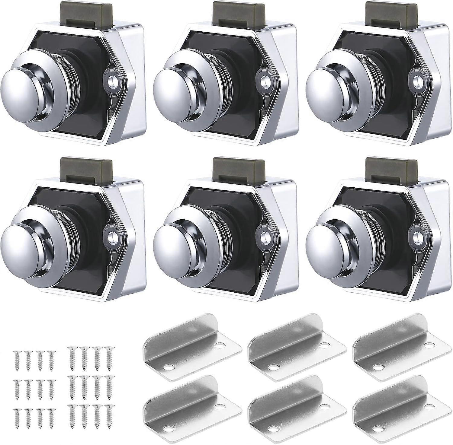 6PCS Push Button Latch, Drawer Lock and Cupboard Door Lock, Keyless ...