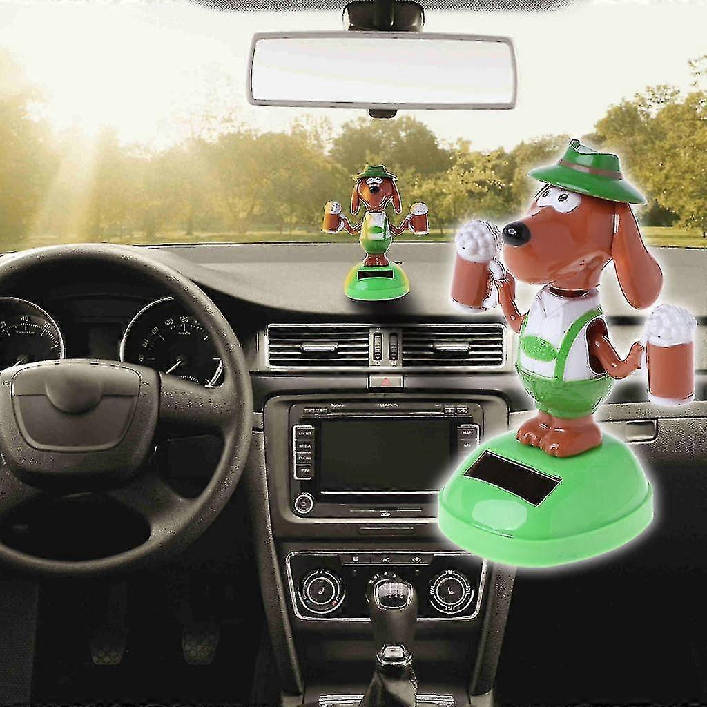 Solar Powered Dancing Bobble Head Beer Dog Educational Toy Car Ornament ...