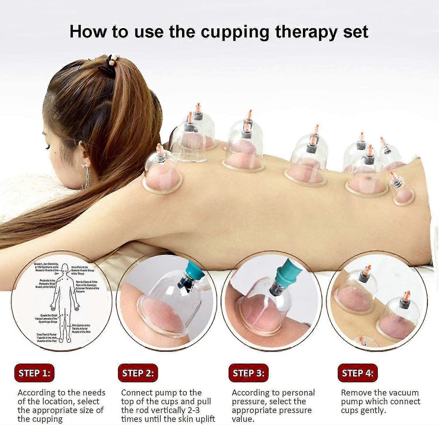 Cupping Therapy Sets,24 Cups Cupping Set With Pump Vacuum Suction Cups For Body Cellulite ...