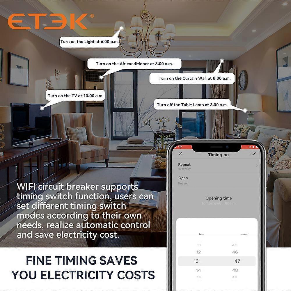 ETEK Tuya WIFI Smart Circuit Breaker MCB Smart Life Remote Control ...