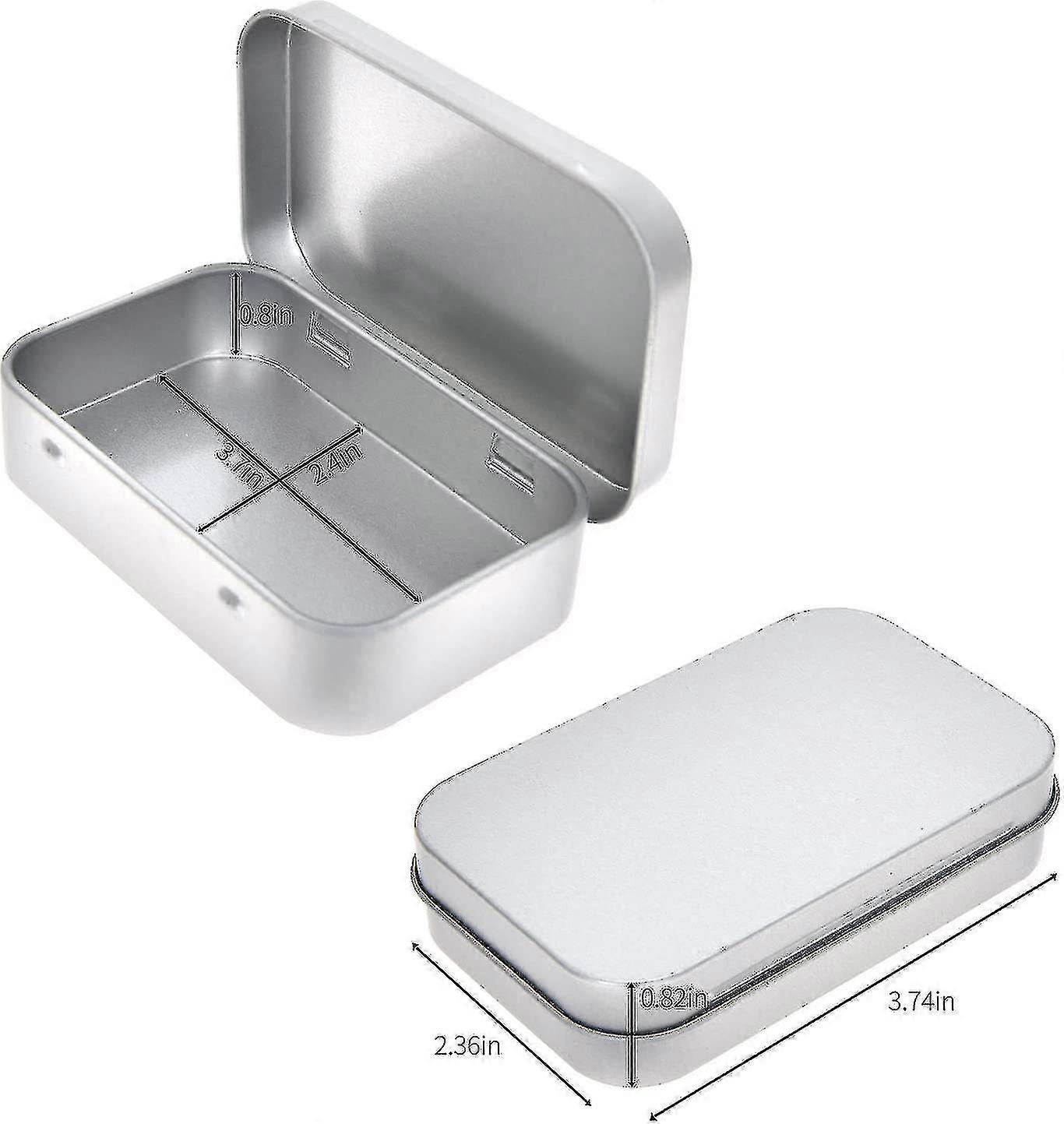 Metal Rectangular Empty Hinged Tins - 30 Pack Silver Mini Portable Box ...