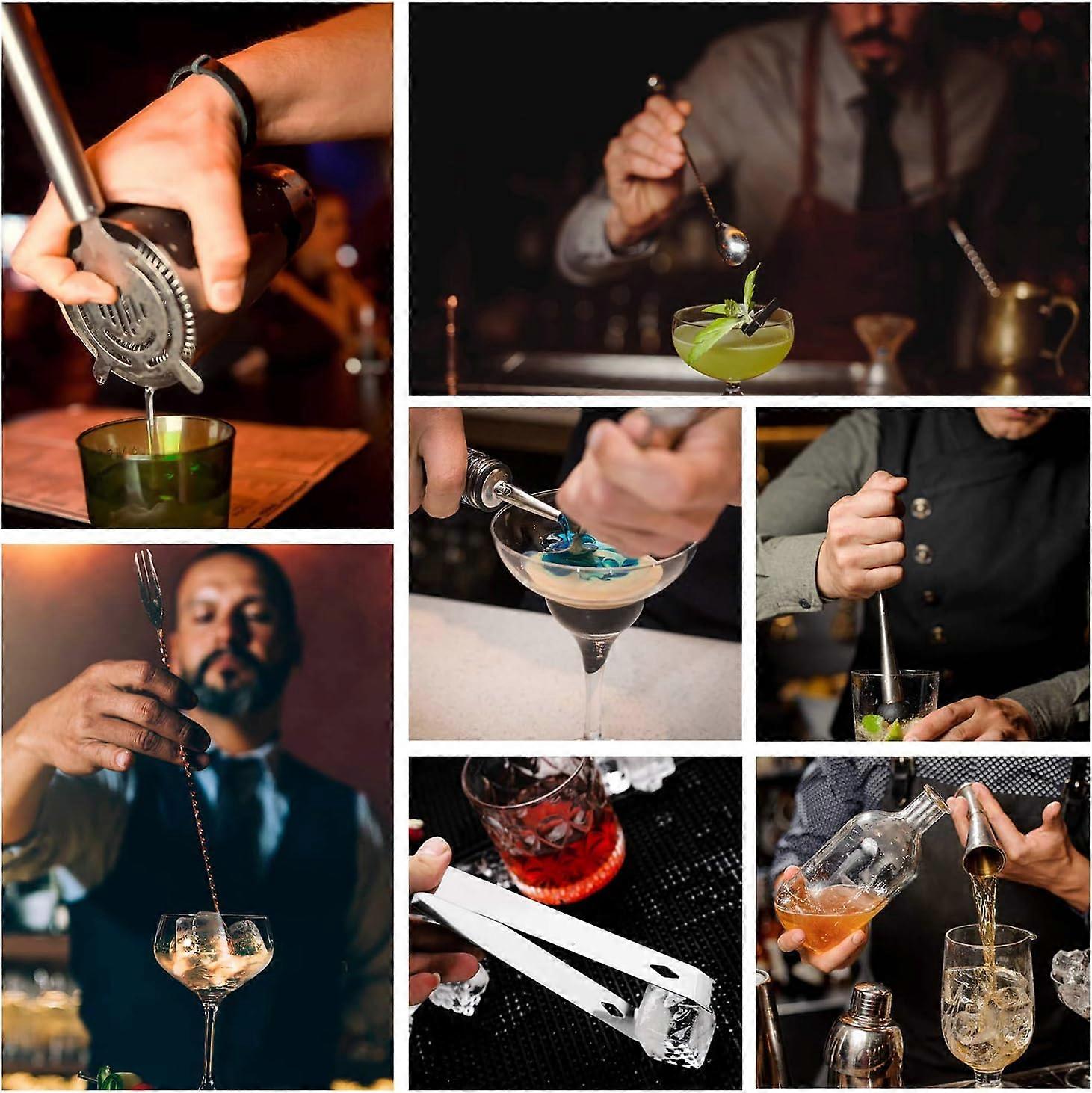 12-Piece Cocktail Set, Professional Bartender Kit with Elegant Bamboo ...