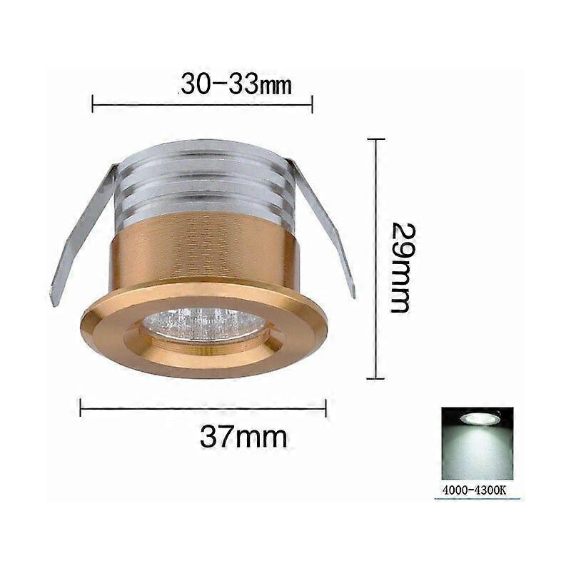 Set of 4 Mini LED Recessed Spots, 3W, Neutral Light, Gold Trim | Fruugo UK